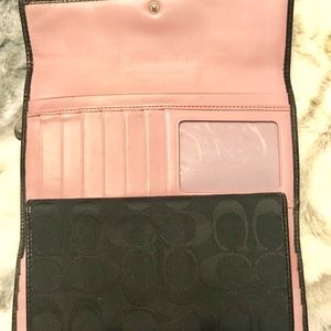 Coach | Bags | Coach Large Black Signature Wallet Checkbook | Poshmark
